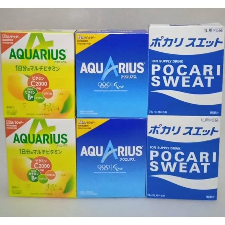 AQUARIUS /LEMON / POCARI SWEAT Japanese Drink (sold BOX /5 sachets ...