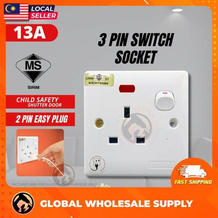 [SIRIM] 13A 3 Pin Switch Socket 13A Switches Wall Switch Wall Socket ...