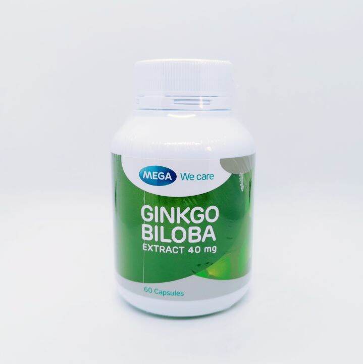 Mega Ginkgo Biloba 60 Capsules ( 1 ขวด) เมก้า จิงโกะบิโลบา 40mg บำรุง ...