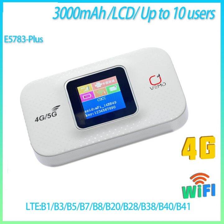E5783 Plus 4G LTE CAT4 300Mbps Portable WiFi Router with SIM Card Slot Car Mobile Wifi 3000Mah ...