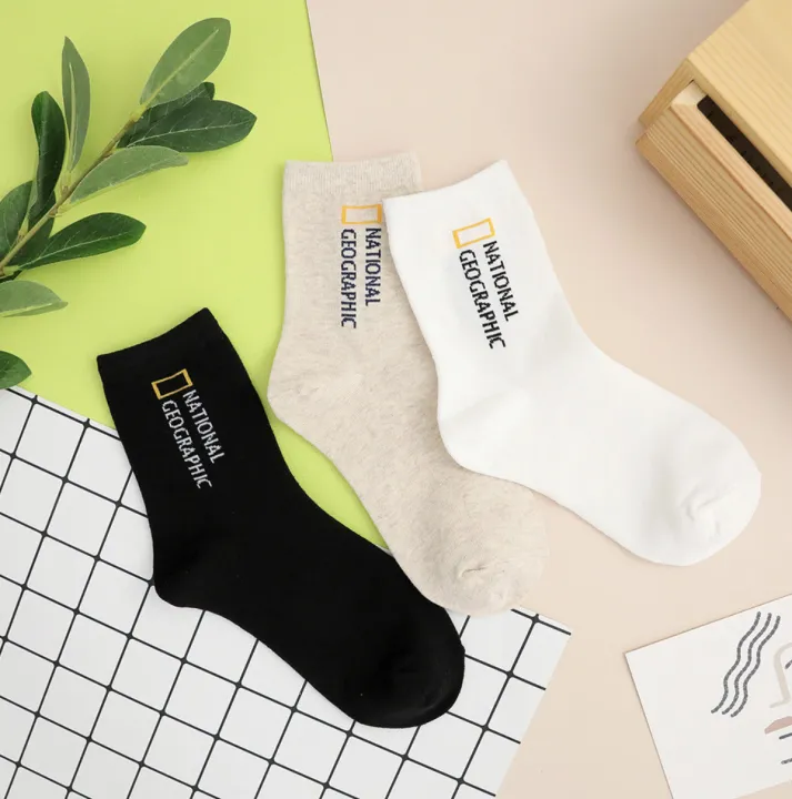 Korean Socks - National Geographic Brand Logo Socks - Iconic Socks ...
