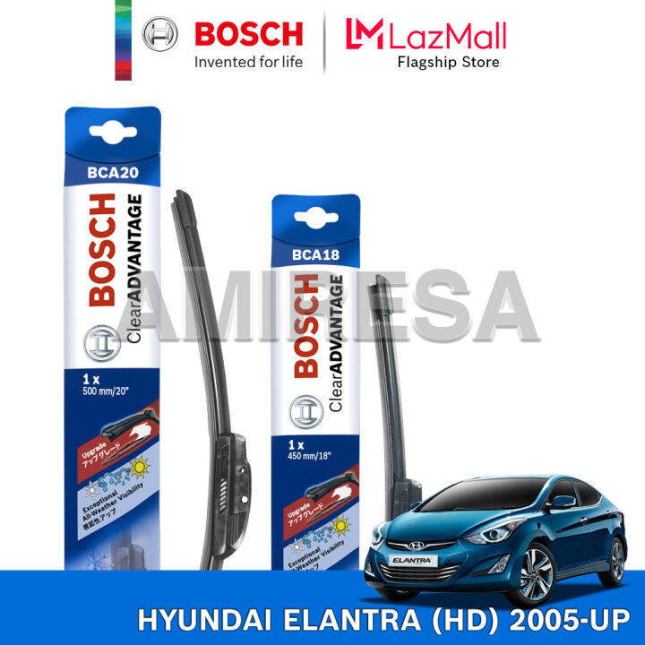 BOSCH CLEAR ADVANTAGE WIPER SET FOR HYUNDAI ELANTRA (HD) 2005-PRESENT (20"/18") | Lazada PH