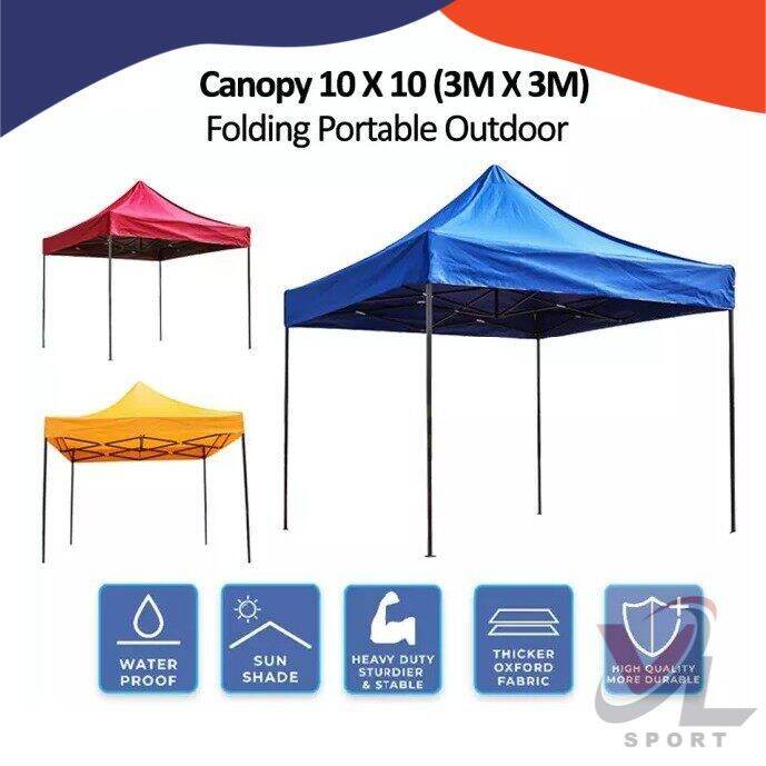 Khemah Pasar malam 10x10 kaki Canopy 3x3 Meter Canopy Besi Tebal 15kg ...