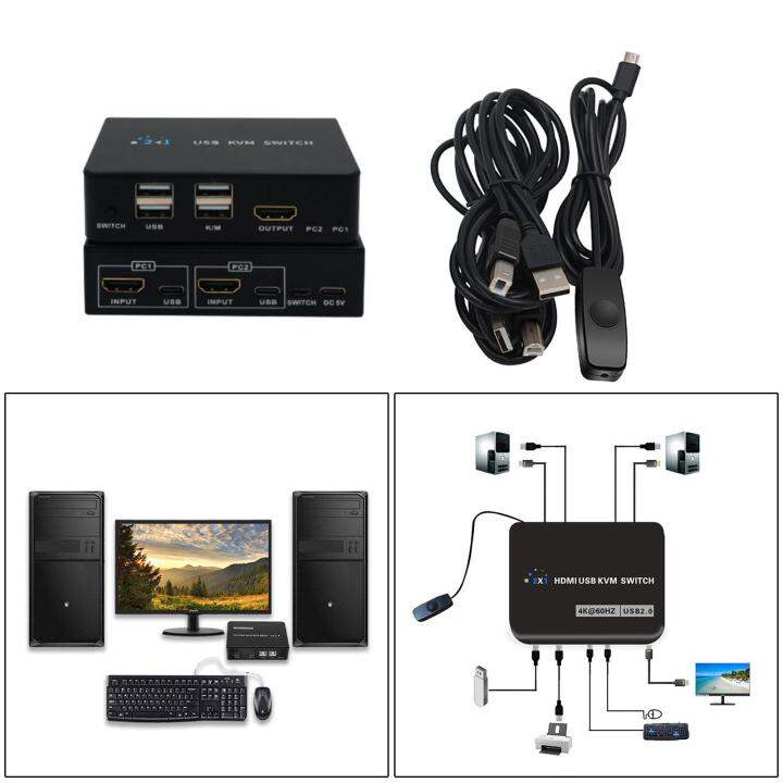 HILABEE KVM Switch for 2 PC Sharing with Keyboard Mouse Printer plug ...