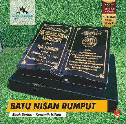 BATU NISAN RUMPUT / PAPAN NAMA NISAN / KERAMIK HITAM MODEL BUKU ...