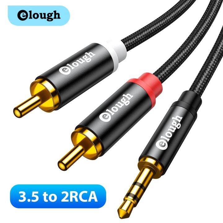 Elough RCA Cable 3.5mm Jack to 2 RCA Aux Audio Cable Male Adapter HiFi ...