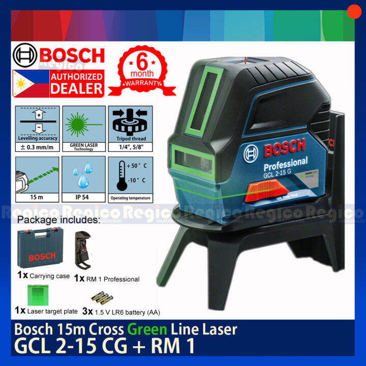 BOSCH GCL 2-15 G + RM 1 15m Green Line Laser Leveling Tool Bosch Measuring Regico Hardware ...