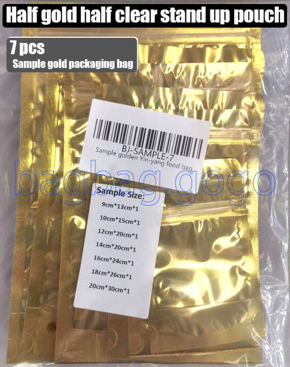 Half Gold Aluminum Half Clear Stand Up Pouch with Zip Lock Packaging ...