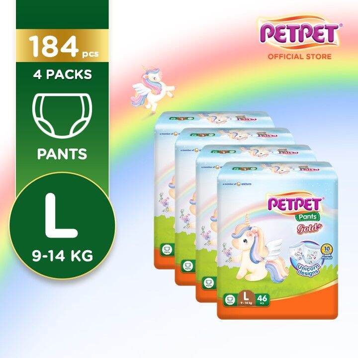 PETPET Pants Gold+ Super Jumbo Pack L 4x46s (Unicorn) (4 Packs) | Lazada