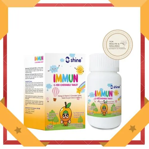 Shine Immun C-100 Vitamin C Chewable Tablets Grape & Orange Flavour 1g ...