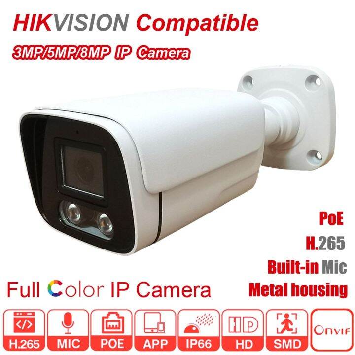 Hikvision Compatible 3MP/5MP/8MP HD Full Color Colorvu POE H.265 Built ...
