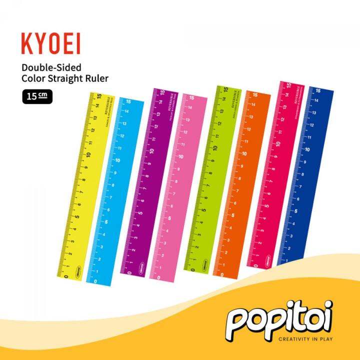 Kyoei Double-Sided Color Straight Ruler 15 cm Penggaris Sekolah Warna ...