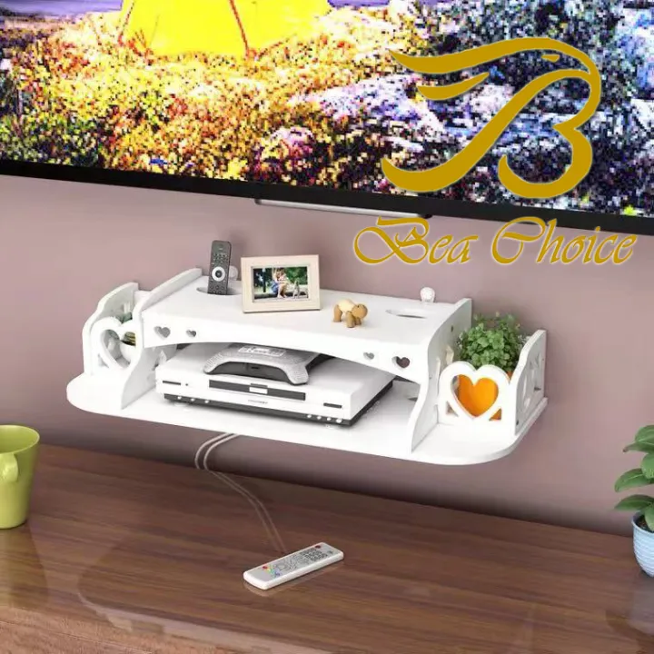 Wooden DVD Player Shelf Rack TV Rack Wall Mount 2 Tier Shelf Decoration ...