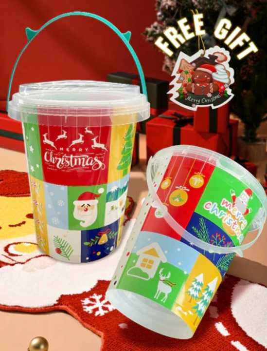 Christmas Bucket Gift and Treat Bag with Free Greeting Card 1000ML ...