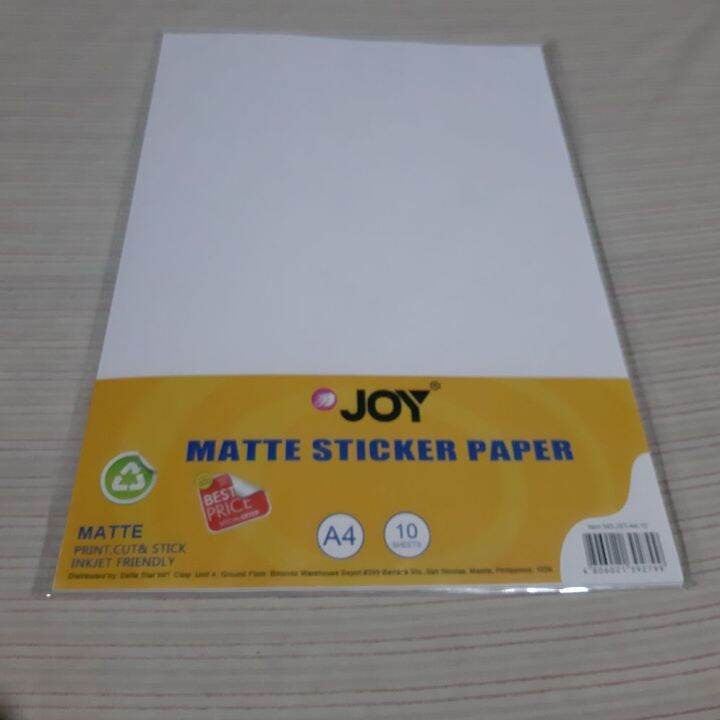 Joy Sticker Paper, Matte (10 pcs/pack) | Lazada PH