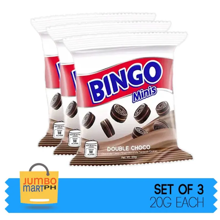 BINGO MINIS DOUBLE CHOCO SANDWICH COOKIES 20G / SET OF 3 | Lazada PH