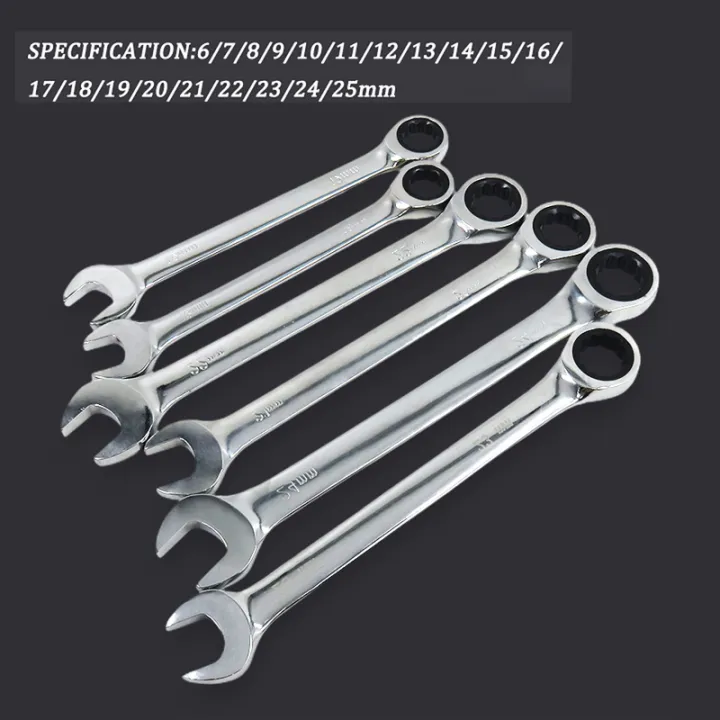 6mm-32mm Ratchet Spanner Combination Head Wrench Flexible Ratchet Combination Adjustable Hand ...