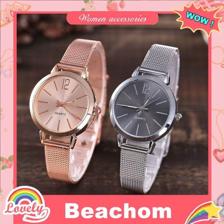 Chuyang Shop ☍นาฬิกาควอตซ์สายหินอ่อนวงเหล็กสแตนเลสแบบแอนะล็อก | Lazada ...