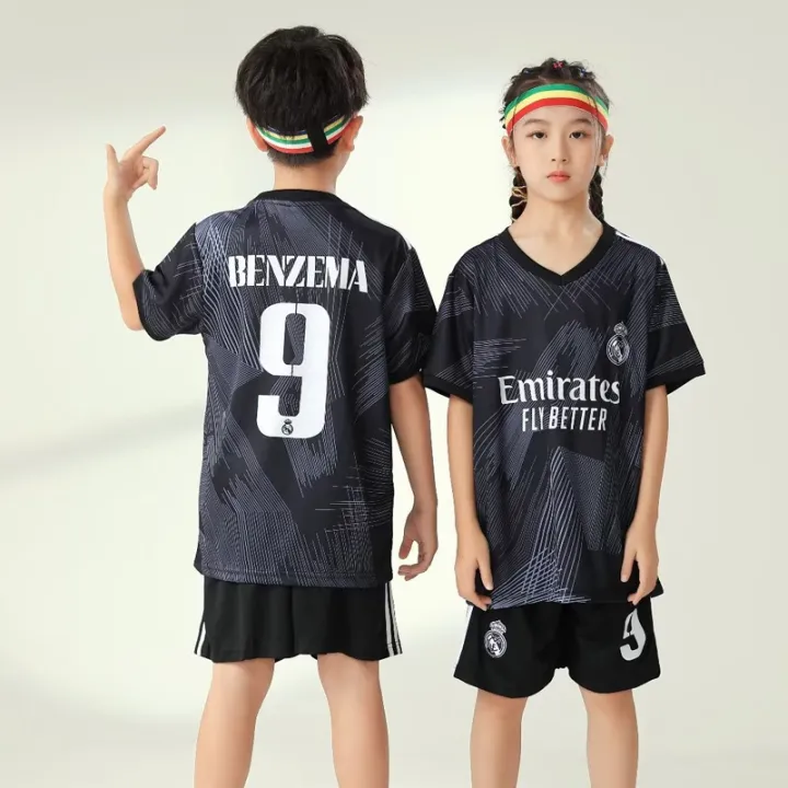 Kids Football Jersey 2022 2023 Real Madrid Jersey Black Kit Soccer ...