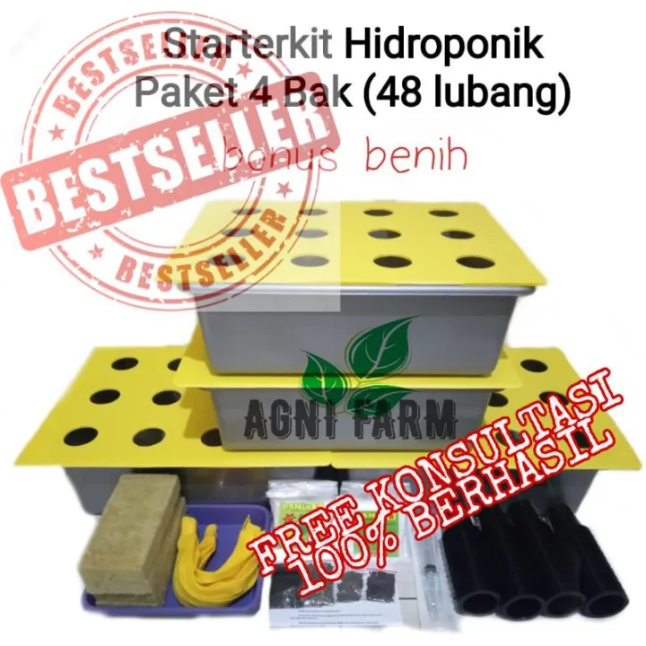 Paket Hidroponik Pemula 4bak 48lubang Tanam Hidroponik Set Hidroponik ...
