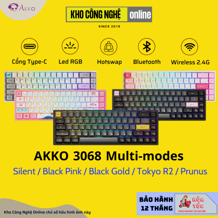 Bàn phím AKKO 3068B Plus (Bluetooth 5.0 / Wireless 2.4Ghz / Hotswap ...