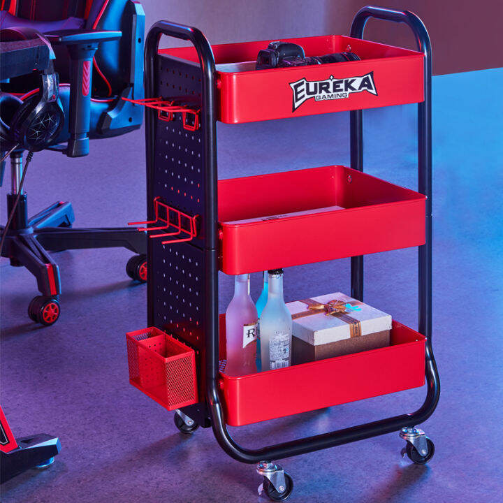 Gamers' Storage Trolley 3-storey Office Storage Rack with Wheels ...