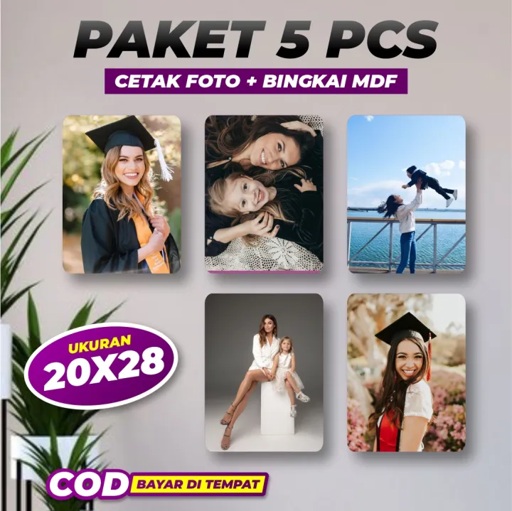 ( PAHE 5 PCS ) CETAK FOTO MDF HIASAN DINDING FOTO SIMPEL ALBUM FOTO ...