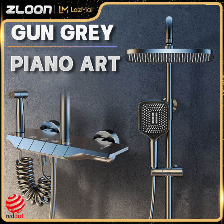 ZLOON Piano Keys 4 Way Air Pressure Shower Set Mixer Black & Senior ...