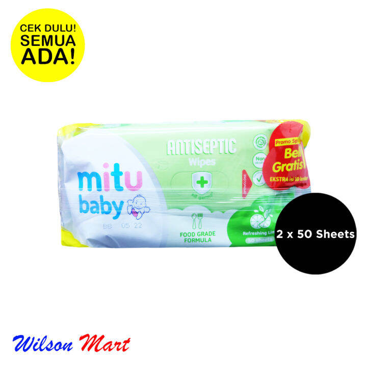 MITU BABY ANTISEPTIC WIPES REFRESHING LIME ISI 2 PCS 50 SHEETS | Lazada ...