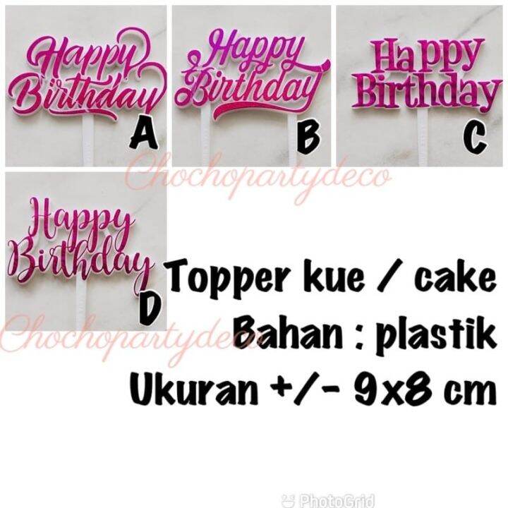 Topper HBD kecil PINK Topper plastik happy birthday topper hbd topper ...