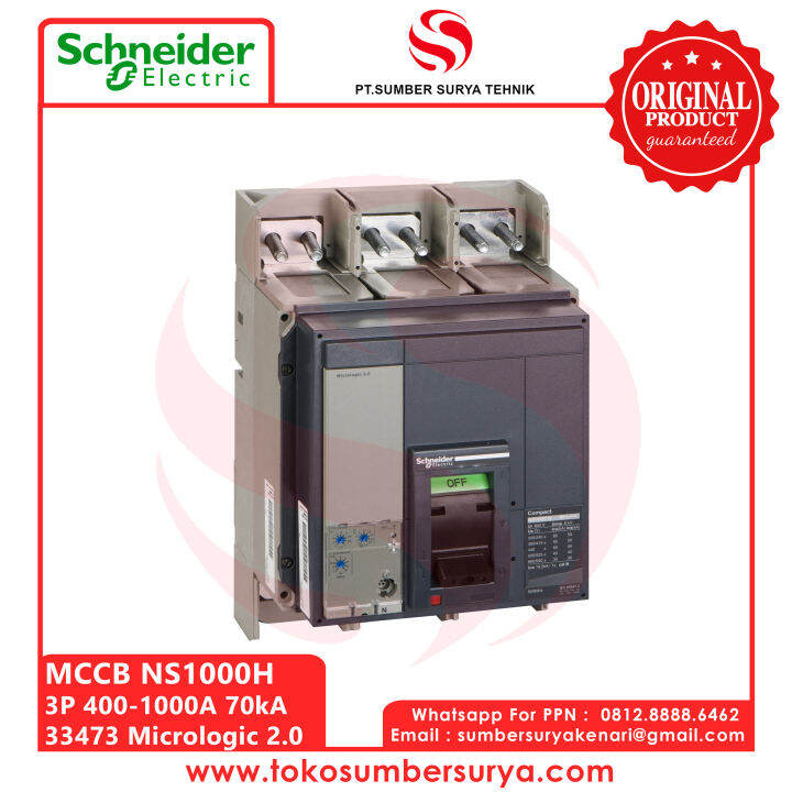 MCCB NS1000H 3P 400-1000A 70kA Saklar Listrik ON OFF 33473 SNI Asli Ori Compact NSX Schneider ...