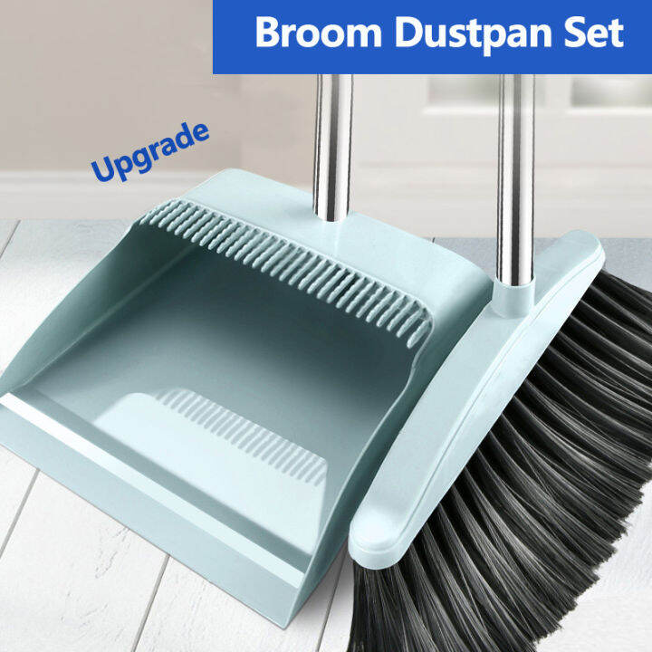 2 In1 Broom and Dust Pan Set Windproof Floor Broom Sweeper with Comb ...