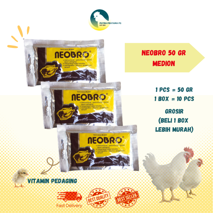 NEOBRO 50 GR VITAMIN OBAT HEWAN BROILER AYAM PEDAGING MEDION | Lazada ...