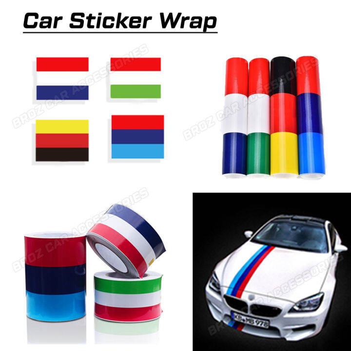 1M/5M Flag Stripe Car Kereta Hood Vinyl Sticker Decal Stripe Vinyl Car ...