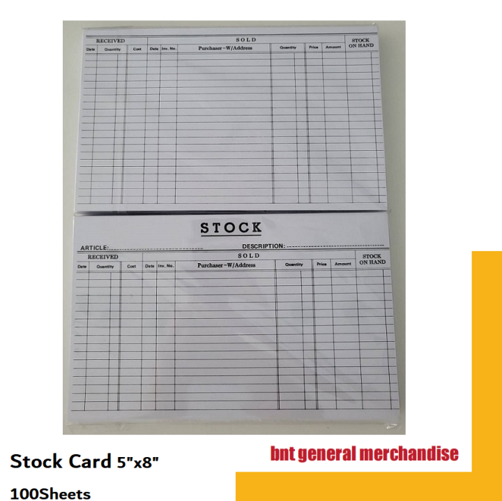 STOCK CARD 5x8 100 Sheets | Lazada PH