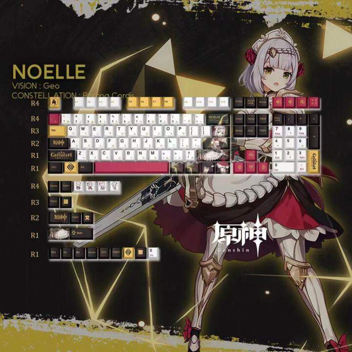 Genshin Impact Anime Figure Hu Tao Shenhe Theme Keycap Animation ...