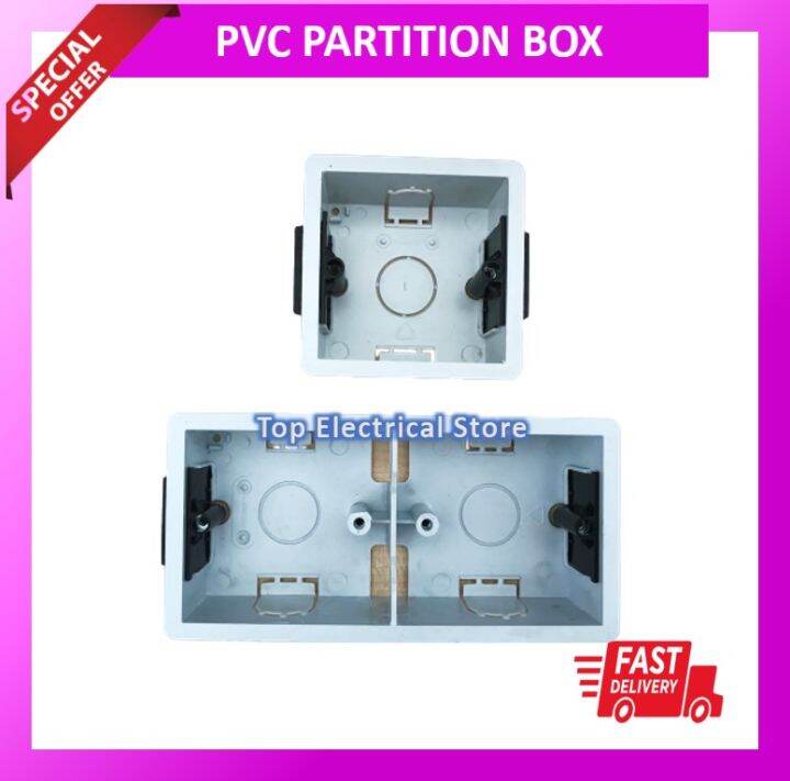 PVC PARTITION BOX 3X3 / 3X7 SWITCH BASE WHITE WITH CLIPS | Lazada