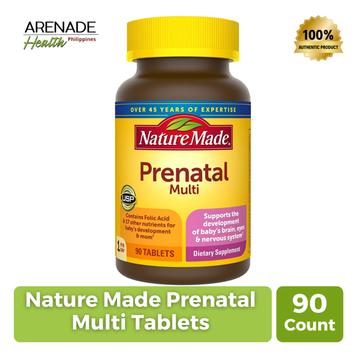 Nature Made Prenatal Tablets with Folic Acid, Iron, Iodine, 90 Count to ...