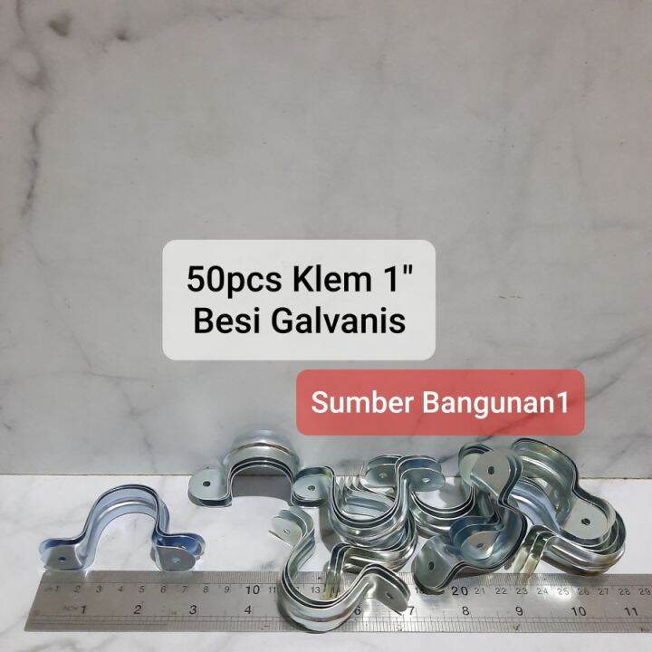 Klem Besi 1" Galvanis (50pcs) plat pipa pralon penjepit penahan 1 inch ...