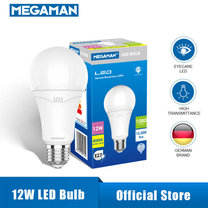 Megaman LED Bulb Light A65 12W E27 3000K/4000K/6500K Eye Care Classic ...