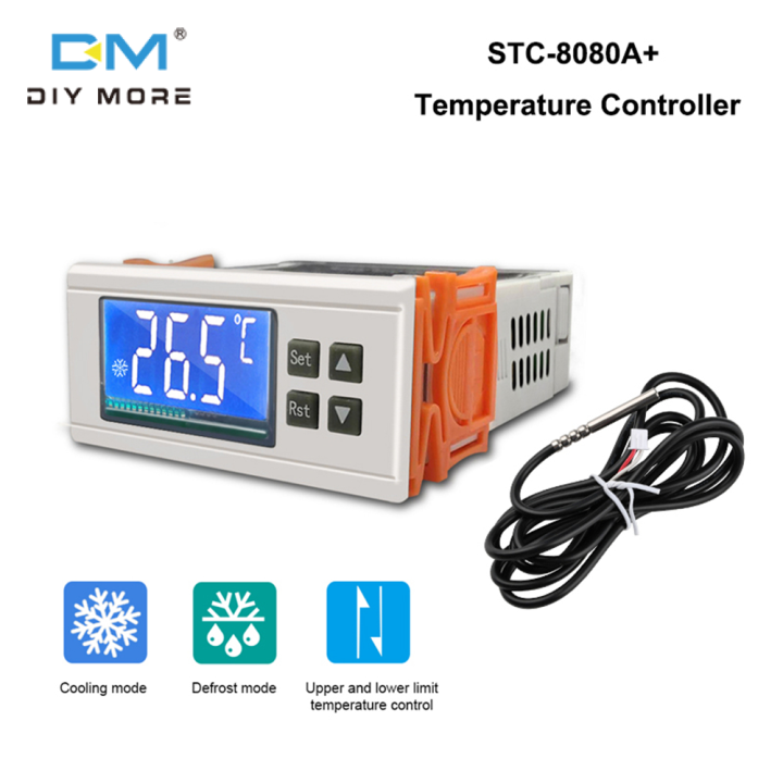 diymore STC-8080A + เทอร์โมจอแสดงผลดิจิตอล DC24V DC12V AC110-220V ความยาวของลวดวงแหวน 1.5 เมตร ...