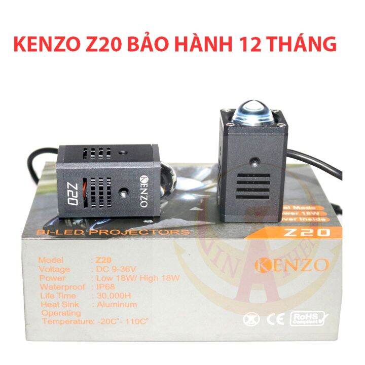 Đèn trợ sáng xe máy Kenzo Z20 mini , Đèn trợ sáng bi cầu mini cos trắng pha vàng bảo hành 12 ...