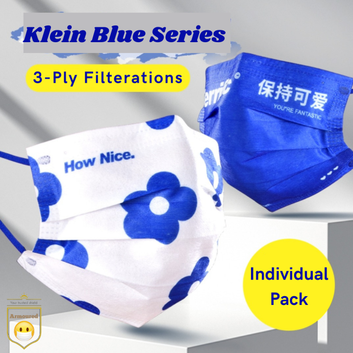 Klein Blue Series Disposable Adult Face Mask 3-Ply Earloop Individual Pack Pelitup Muka 独立包装口罩 ...