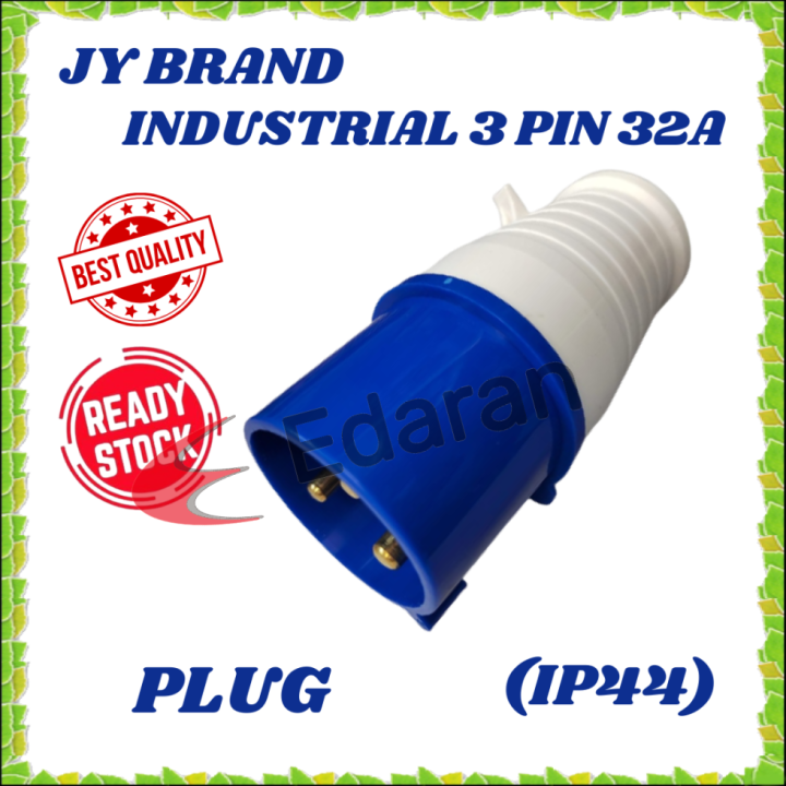 JY CEE 3 PIN 32A SAFETY INDUSTRIAL PLUG / COUPLING SOCKET (IP44) | Lazada