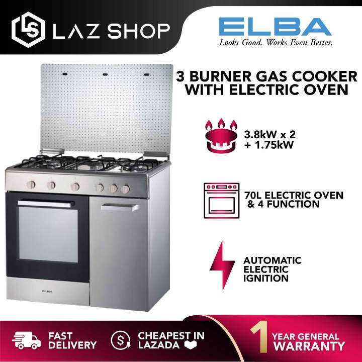 Elba 3 Sabaf Burners Free Standing Cooker EGC-C9783E(SS) | Gas Cooker ...