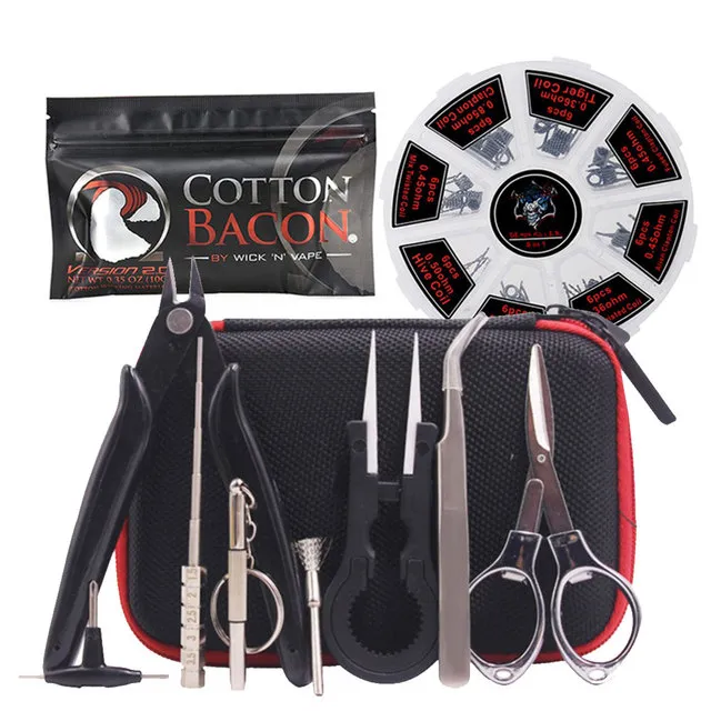 8 in 1 Prebuilt Coil Tool Kit Bag Ceramics Tweezers Pliers Wire Band ...