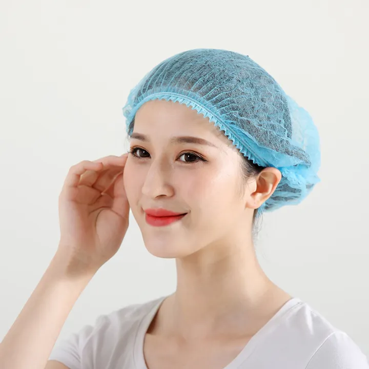 🔥 100 Pieces Disposable Double Ribs Hair Head Cover Cap Net Non Woven ...