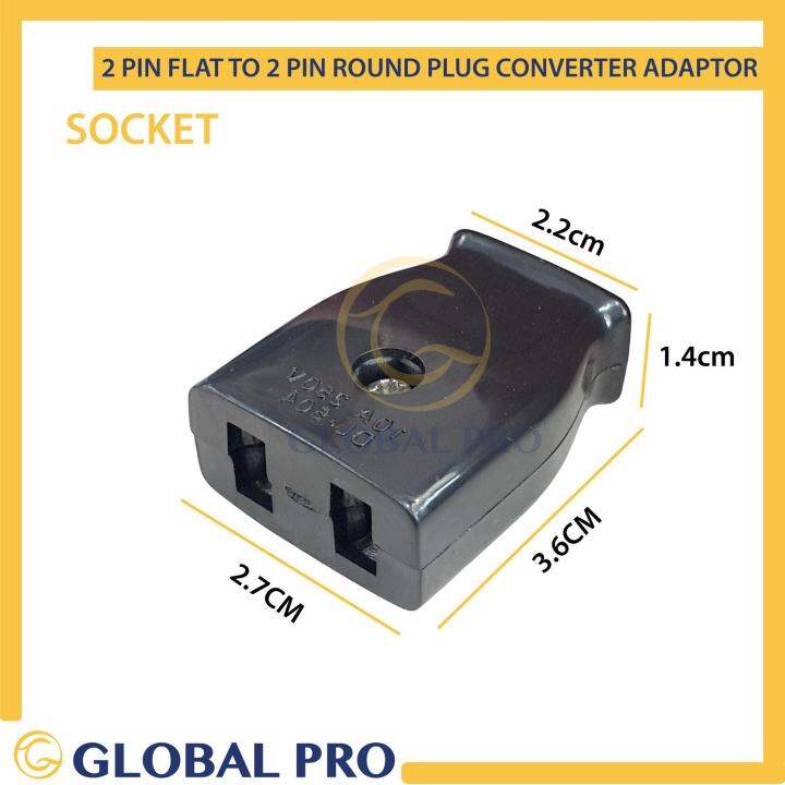 EU 2 Pin FLAT Plug & Socket [ for Extension use , DIY, Factory, Home ...