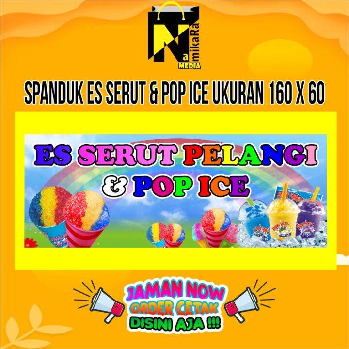 Jual Spanduk Banner Es Serut Pelangi Dan Pop Ice terbaru custom ukuran ...