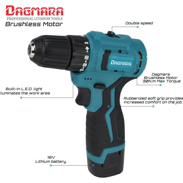 Dagmara 18V Brushless Cordless Drill Rechargeable Screwdriver Hand ...